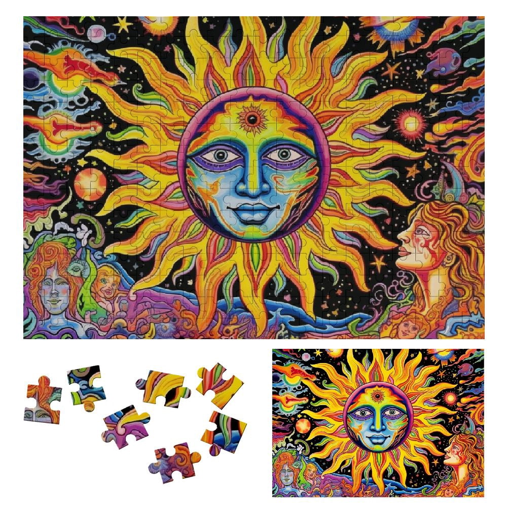 JEUXUS Sun Psychedelic Art Wooden Jigsaw Puzzle Challenging Difficult ...