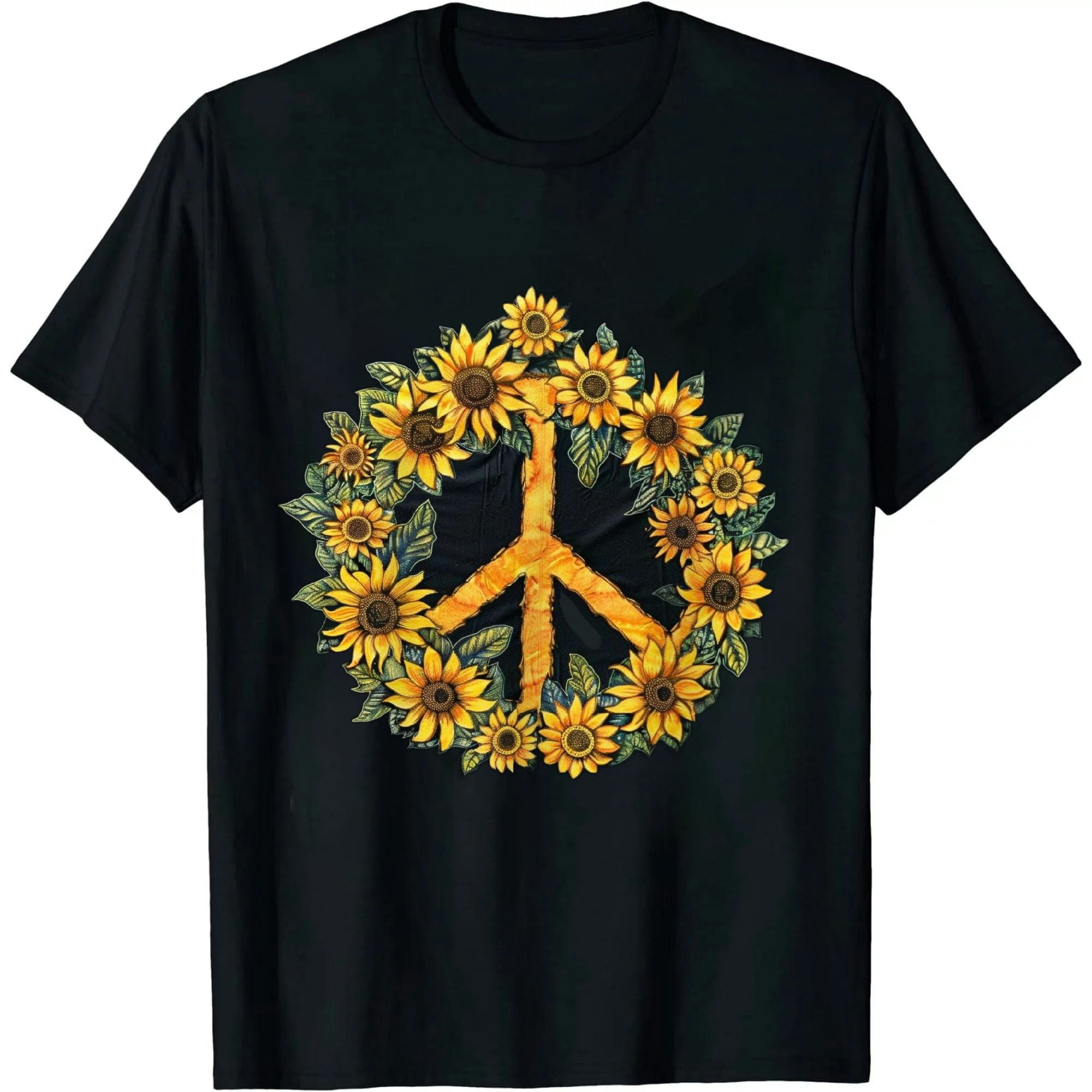 JEUXUS Sunflower Peace Sign - Hippie Sunflower Lover T-Shirt - Walmart.com