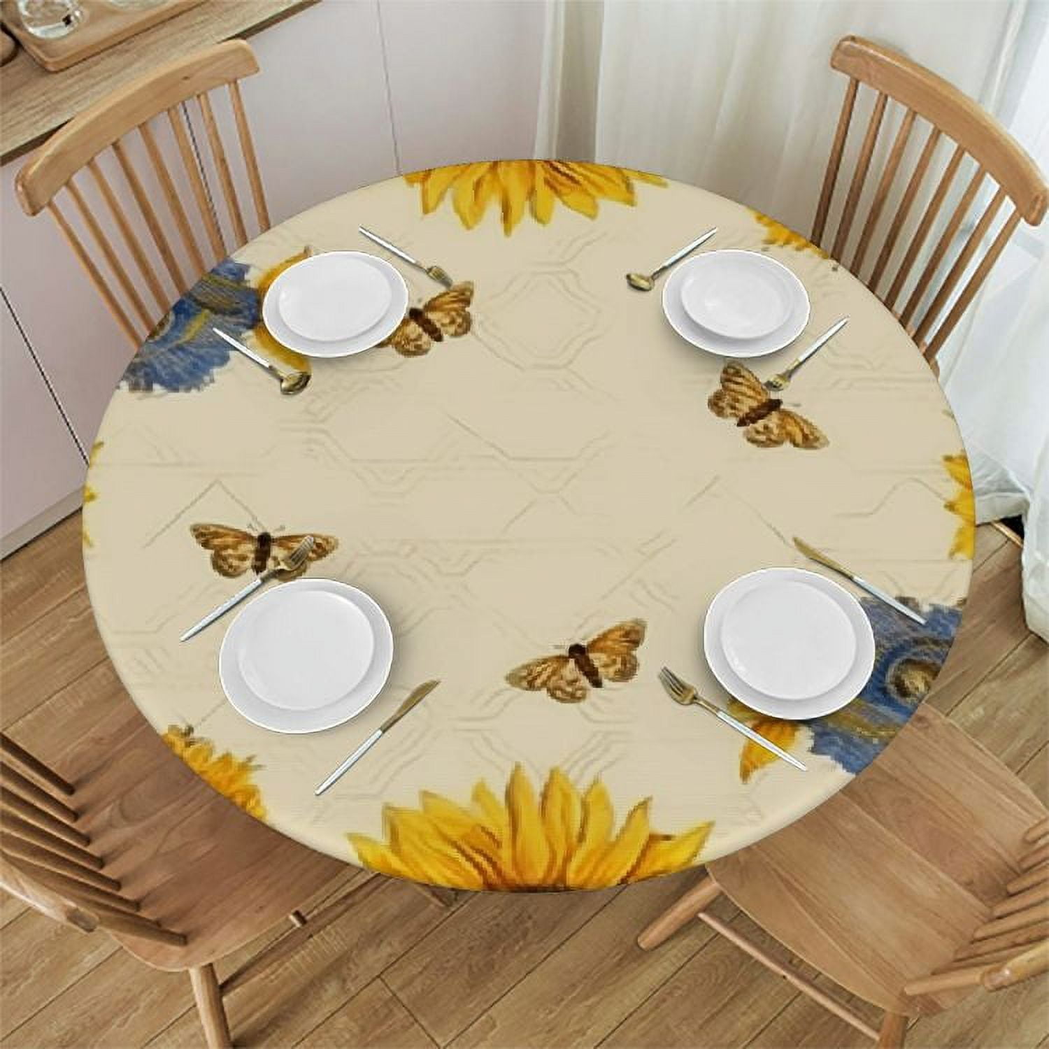 JEUXUS Sunflower Round Table cover, Sunflower Decorations for Home ...