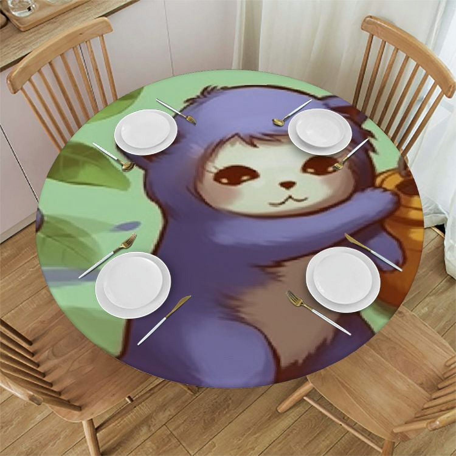 JEUXUS Sunflower Seeds and Cats Round Table Cover : Washable and ...