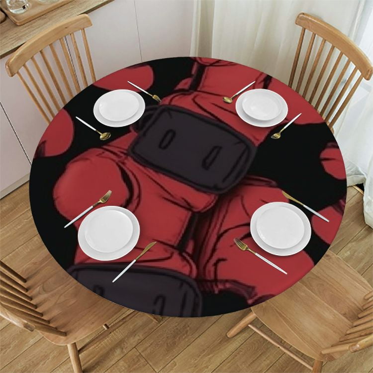 JEUXUS Table Cloth, Spillproof Stain Resistant Table Covers, Round Red ...
