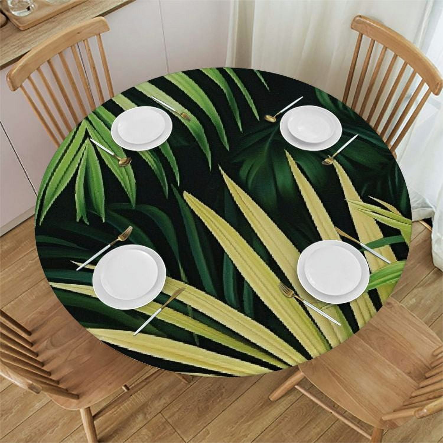 JEUXUS Table Cover Palm Leaves with Lush Branches and Leaves, Tropical ...