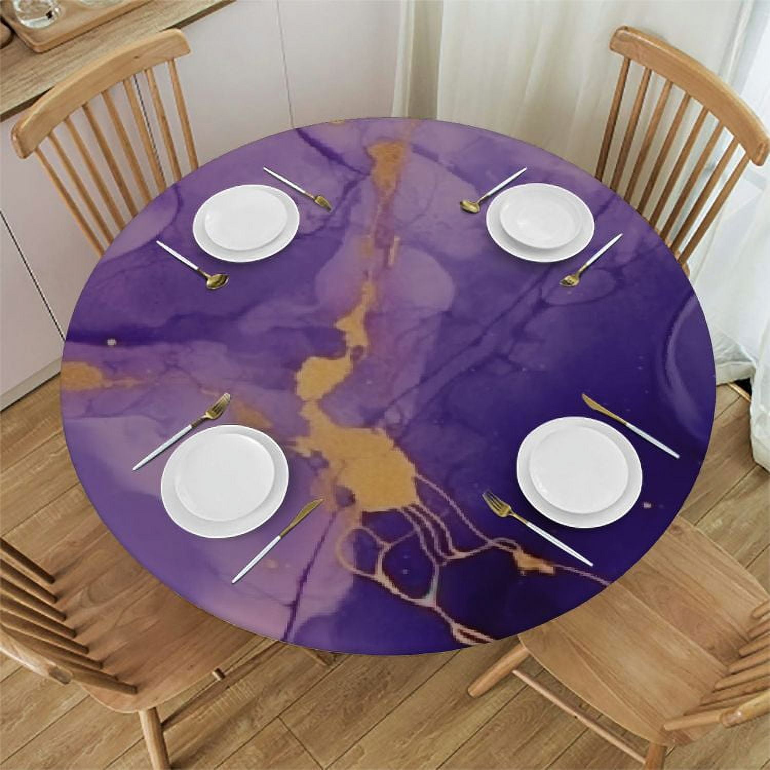 JEUXUS Tablecloth Lavender Purple Marble Texture Gold Stripes ...