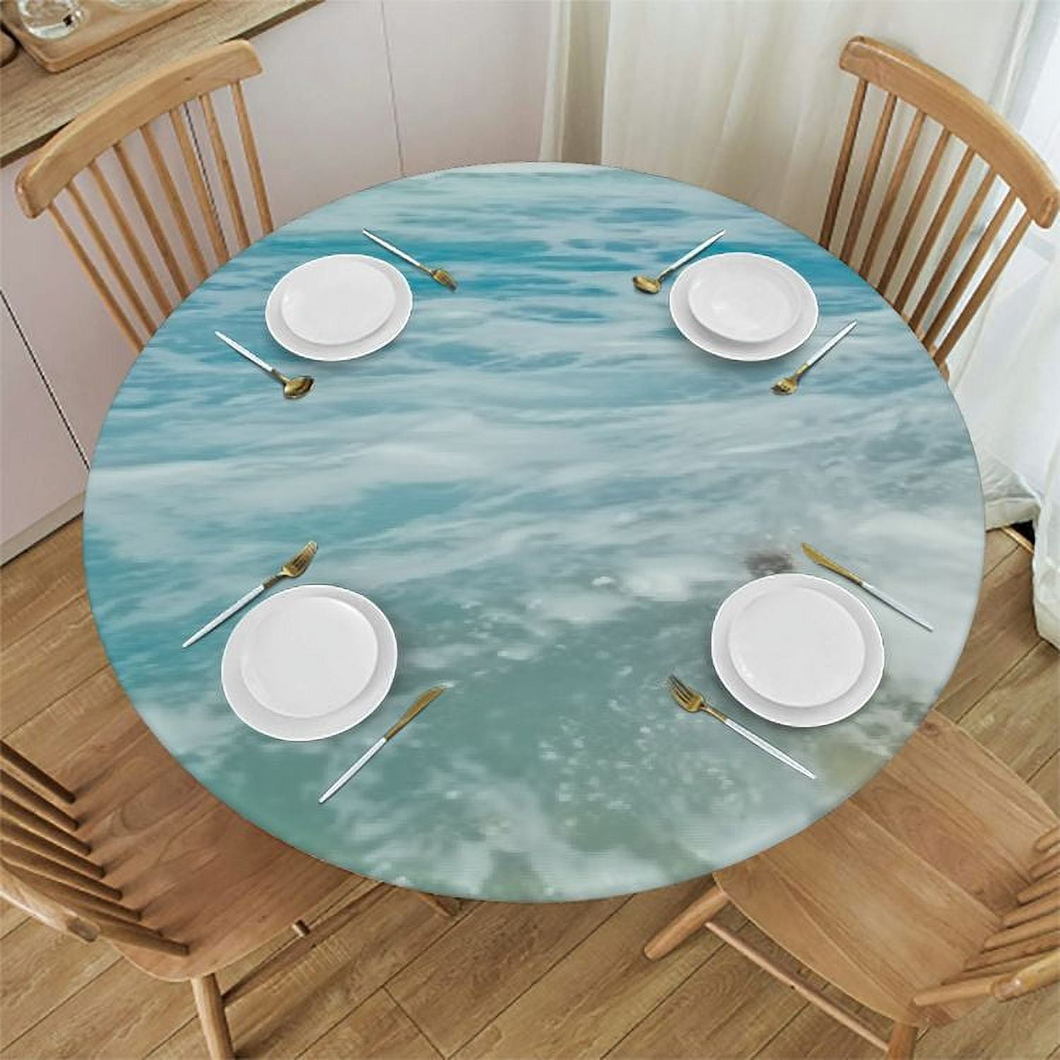 JEUXUS Tablecloth Round Seascape Table Cloth Ocean Beach Clouds Coast ...