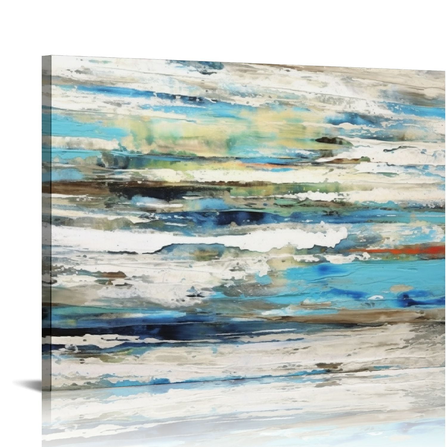 JEUXUS Teal Abstract Canvas Wall Art: Large Modern Painting Living Room ...