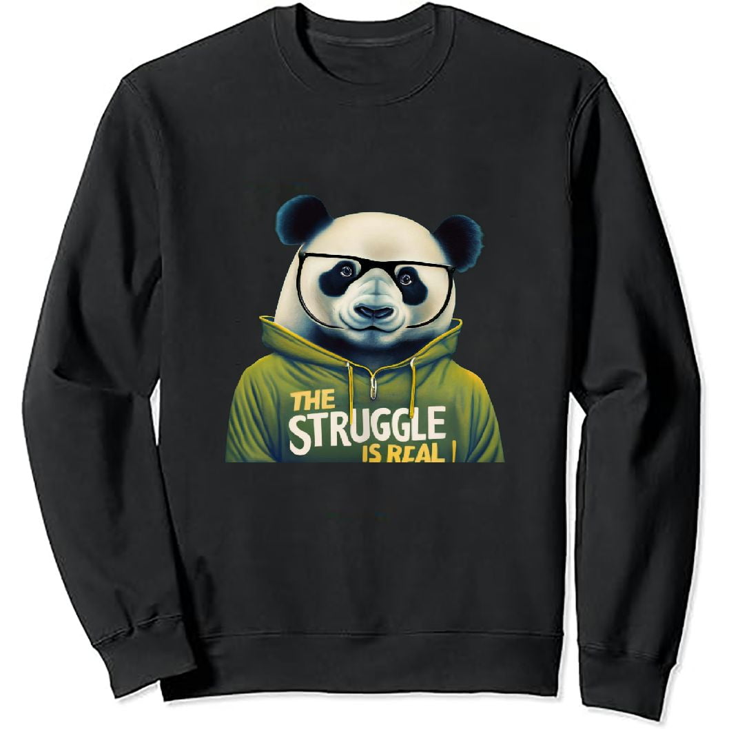 JEUXUS The Struggle is Real Funny Panda Gym Bodybuilding Pullover ...