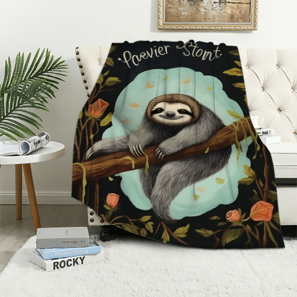 JEUXUS Throw Blankets Sloth Follow Your Dreams Blanket Plush Fuzzy ...