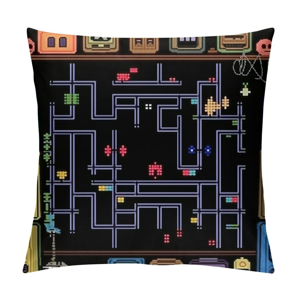RUIYC Throw Pillow Cover 8 Pixel Retro Game Old Video Design Angry ...