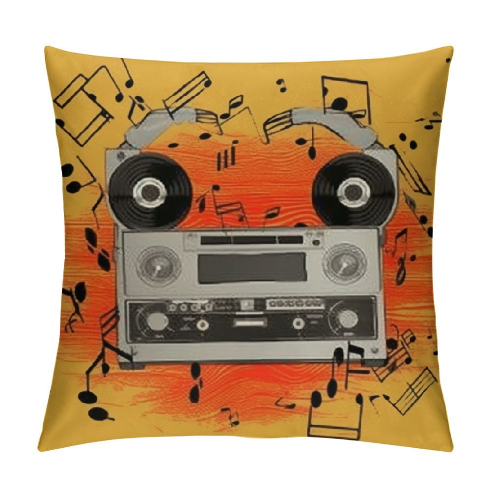 JEUXUS Throw Pillow Cover Cassette Abstract Art Music Concept Design ...