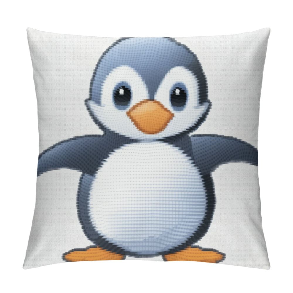 JEUXUS Throw Pillow Cover ，Cute Baby Penguin Square Throw Pillow Cases ...