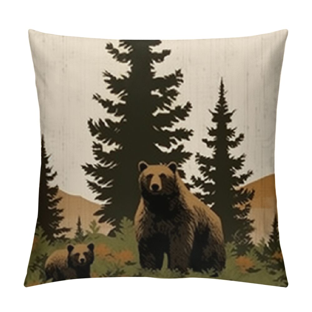 RUIYC Throw Pillow Cover Festival Gifts Wildlife Farmhouse Bear Elk ...