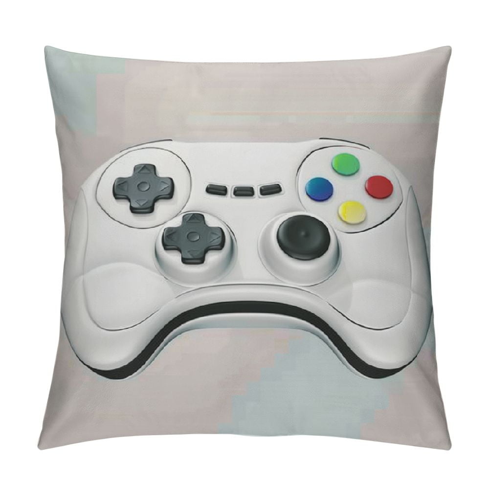RUIYC Throw Pillow Cover Gamer Video Games Controller White Modern ...