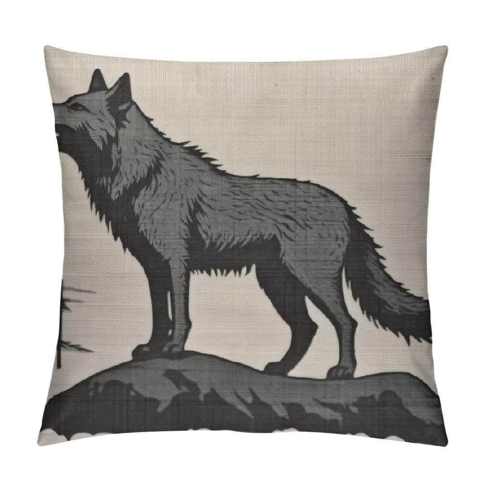 JEUXUS Throw Pillow Cover,Howling Wolf Square Throw Pillow Cases ...