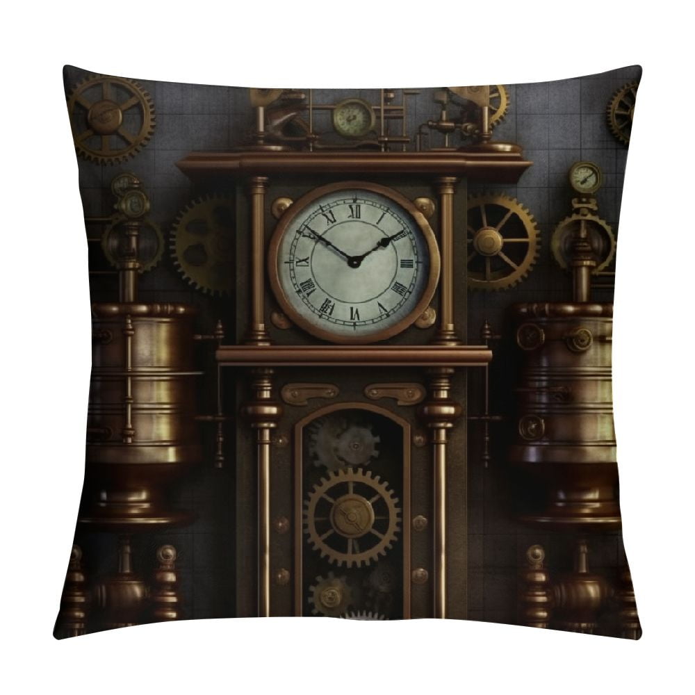 JEUXUS Throw Pillow Cover Metal Brown Rust 3D Steam Steampunk Aged ...