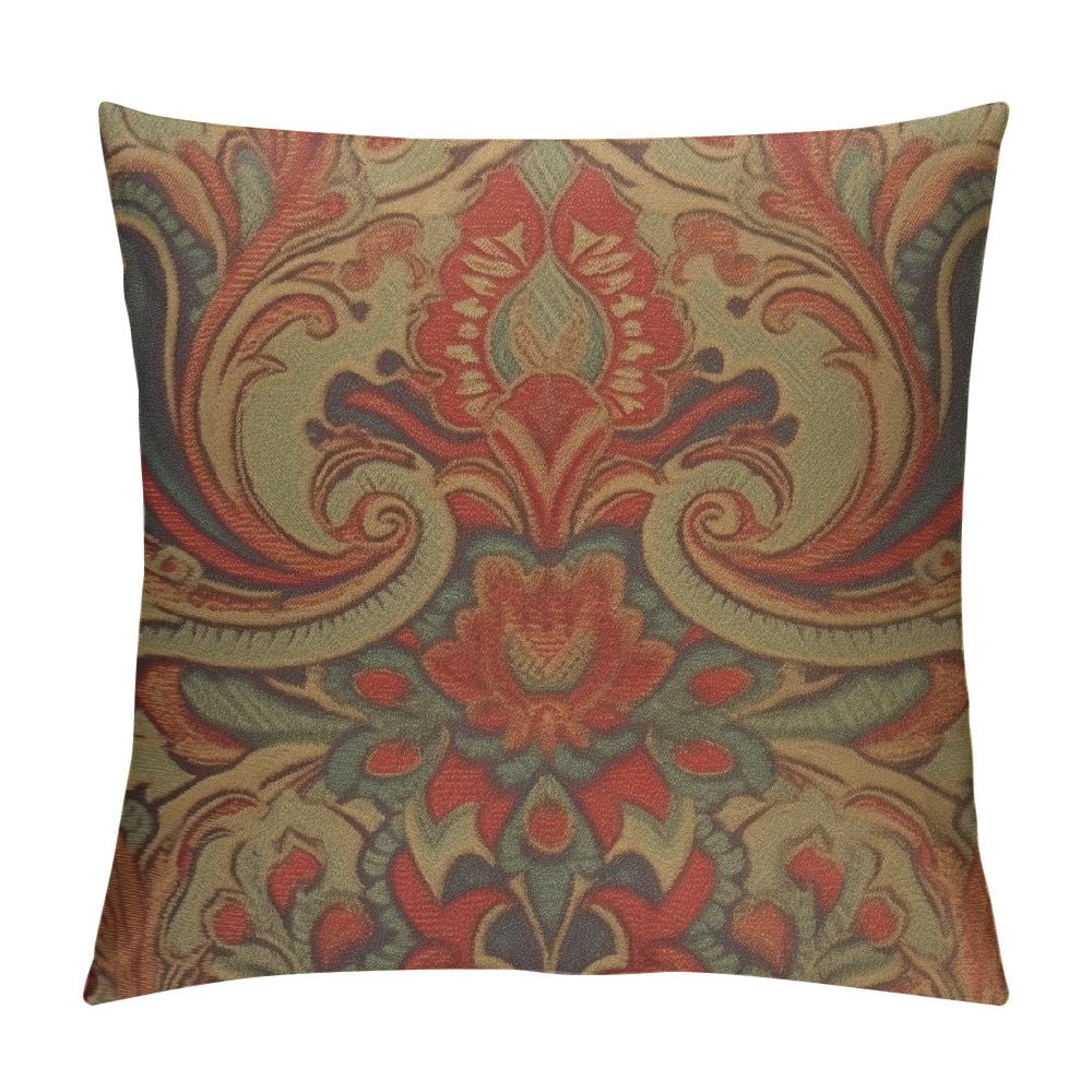 RUIYC Throw Pillow Cover Paisley Textile Texture Indian Traditional ...