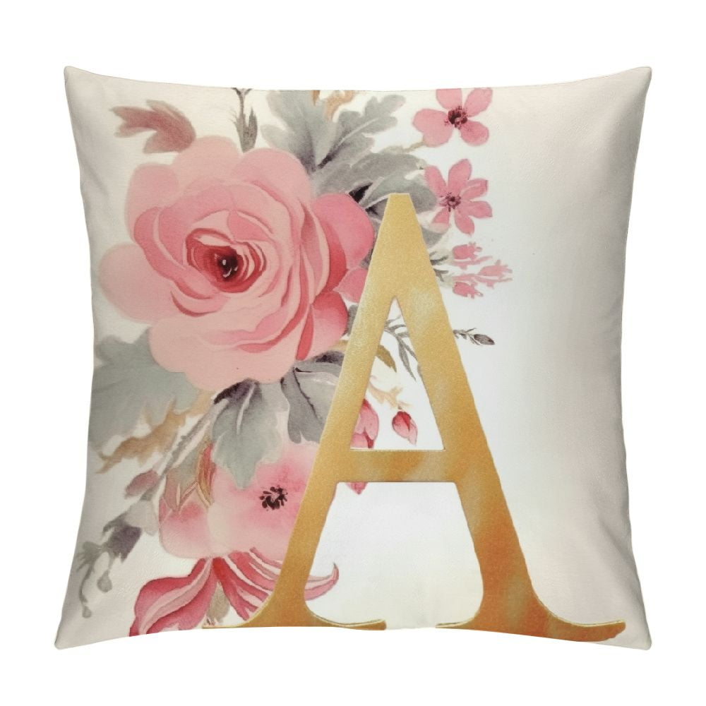 JEUXUS Throw Pillow Covers Alphabet Decorative Pillow Cases ABC Letter ...