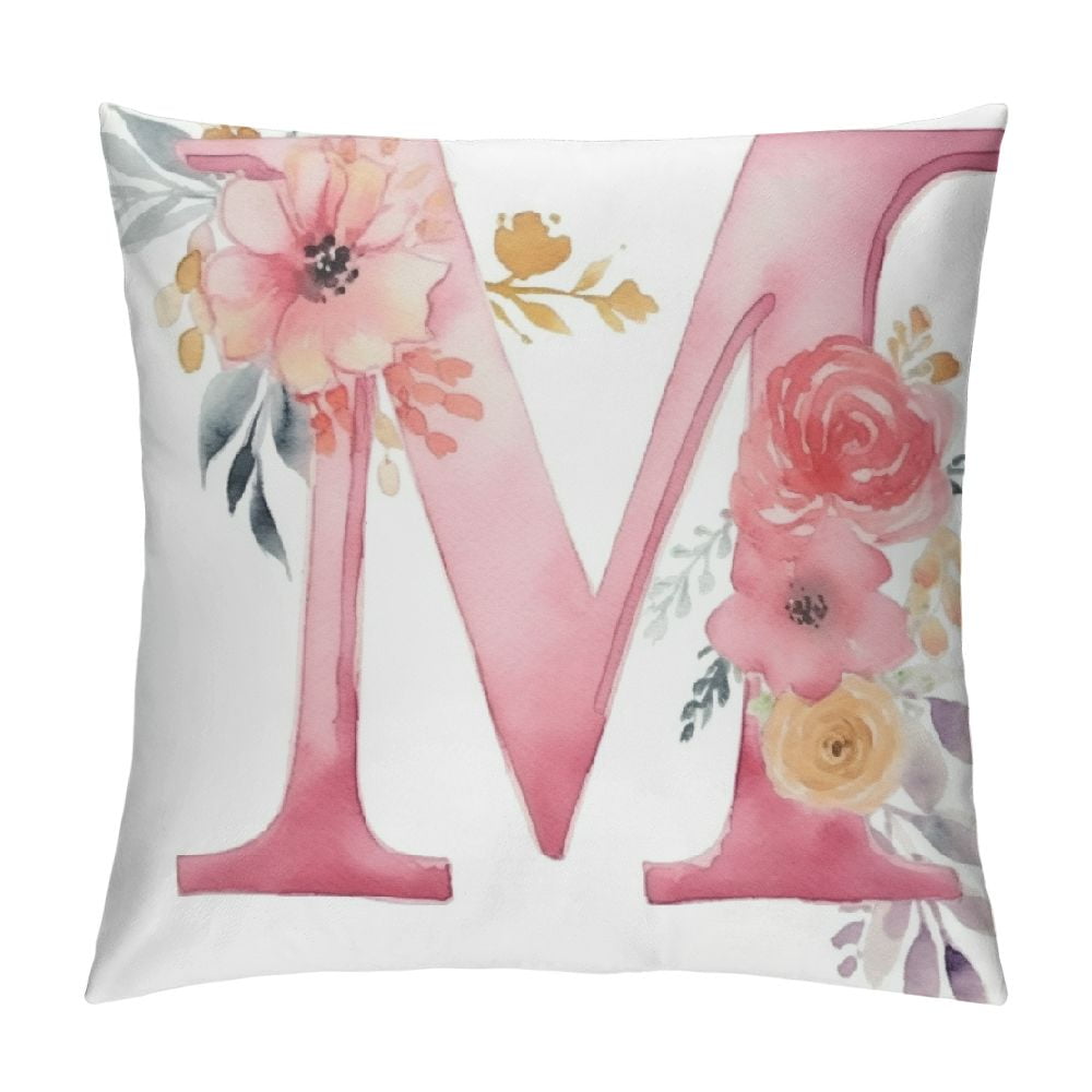 JEUXUS Throw Pillow Covers Alphabet Decorative Pillow Cases ABC Letter ...