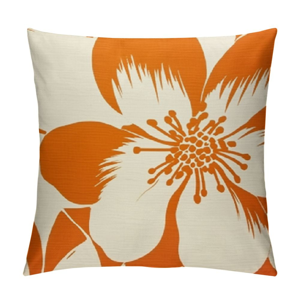 JEUXUS Throw Pillow Covers Orange Hibiscus Cushion Pillow Case Home Decor Pillowcase - Walmart.com