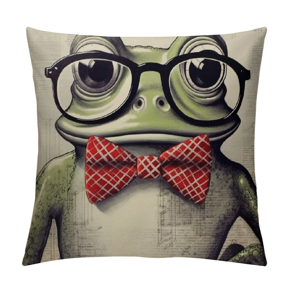 JEUXUS Throw Pillows Cover Wearing Glasses Red Style Animals Wildlife ...