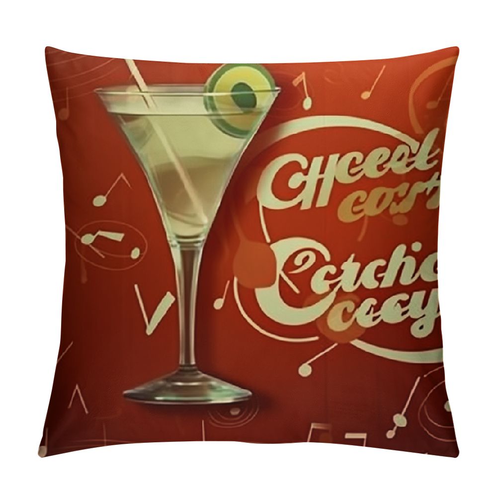 RUIYC Throw Pillows Covers Cushion Case Hour Retro Party Cocktail Glass ...