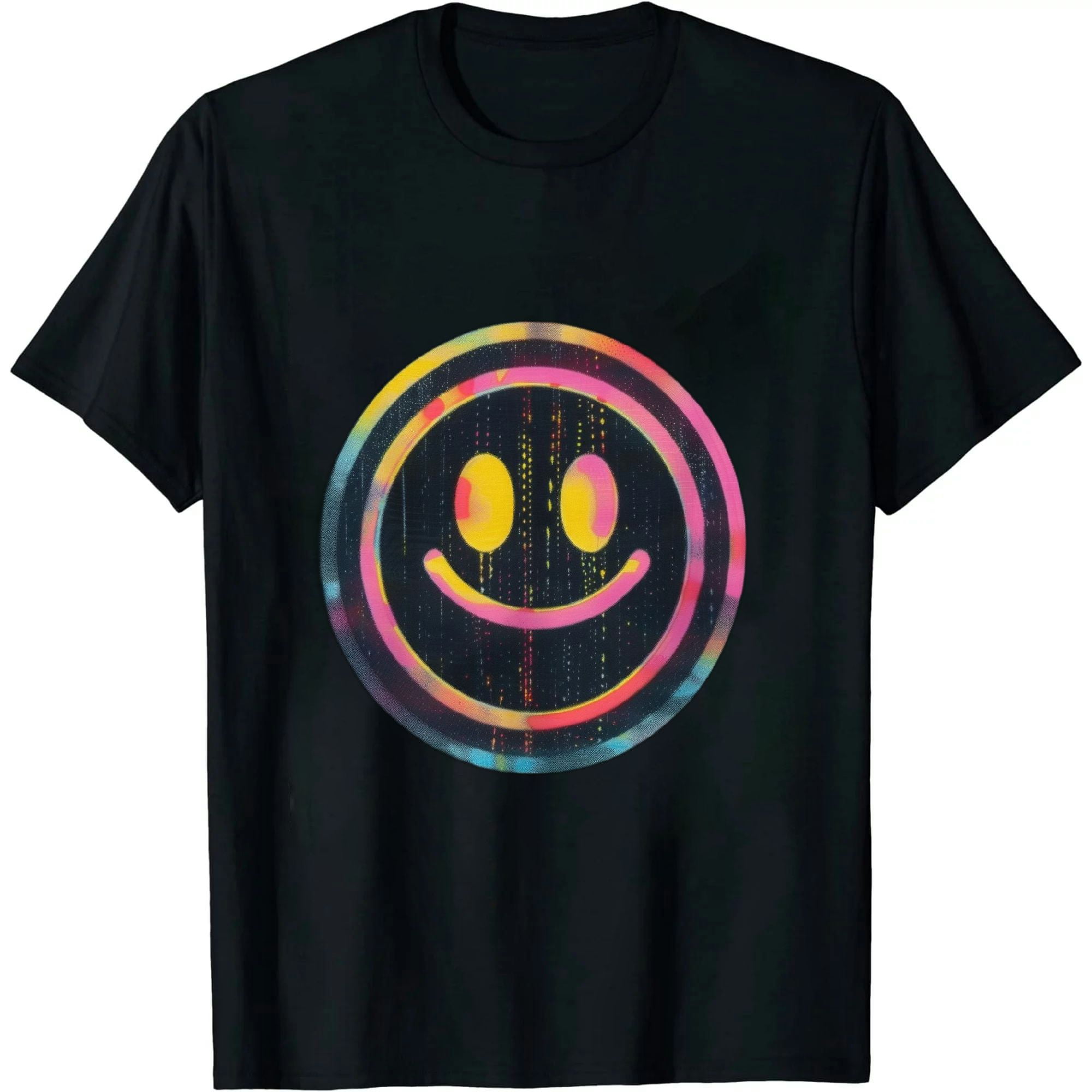 JEUXUS Tie Dye Smile Face Shirt Happy Smiling Face Pocket Logo Tee T ...