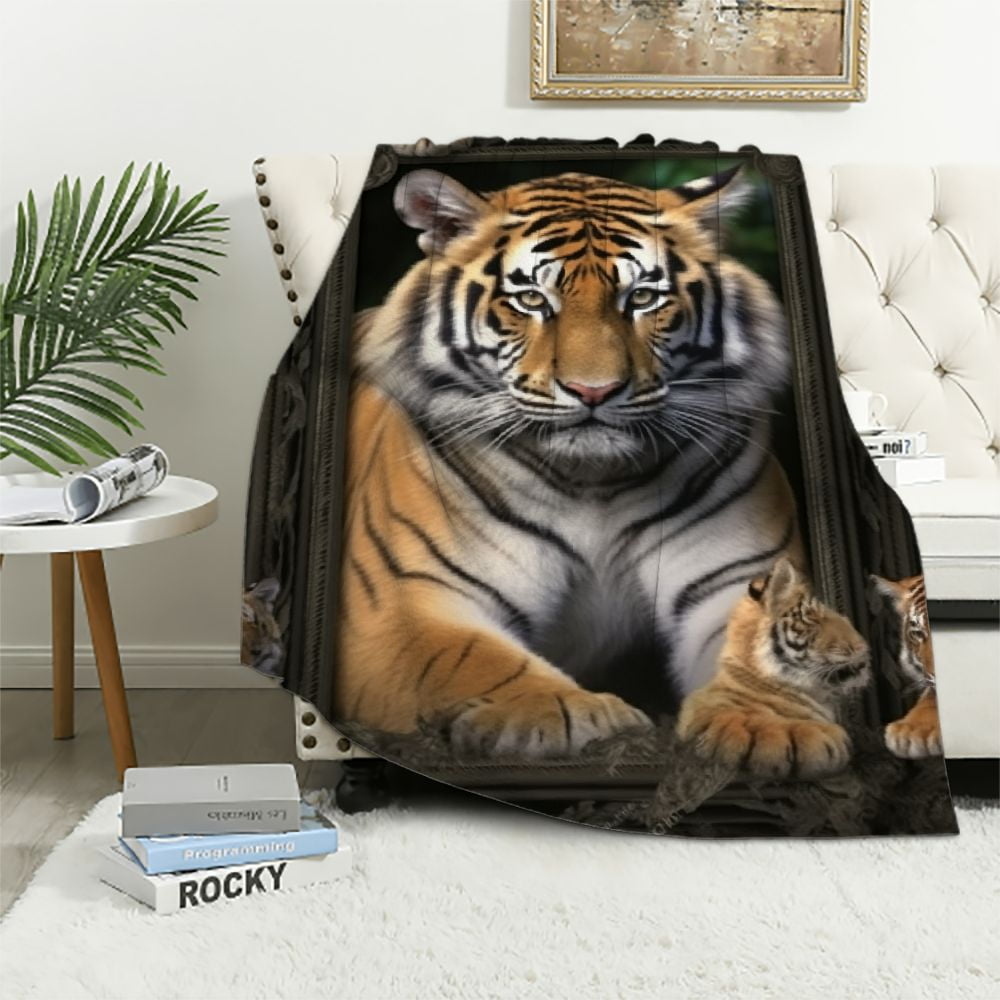JEUXUS Tiger Blanket Animal Throw Blankets Plush Cozy Flannel Ultra ...