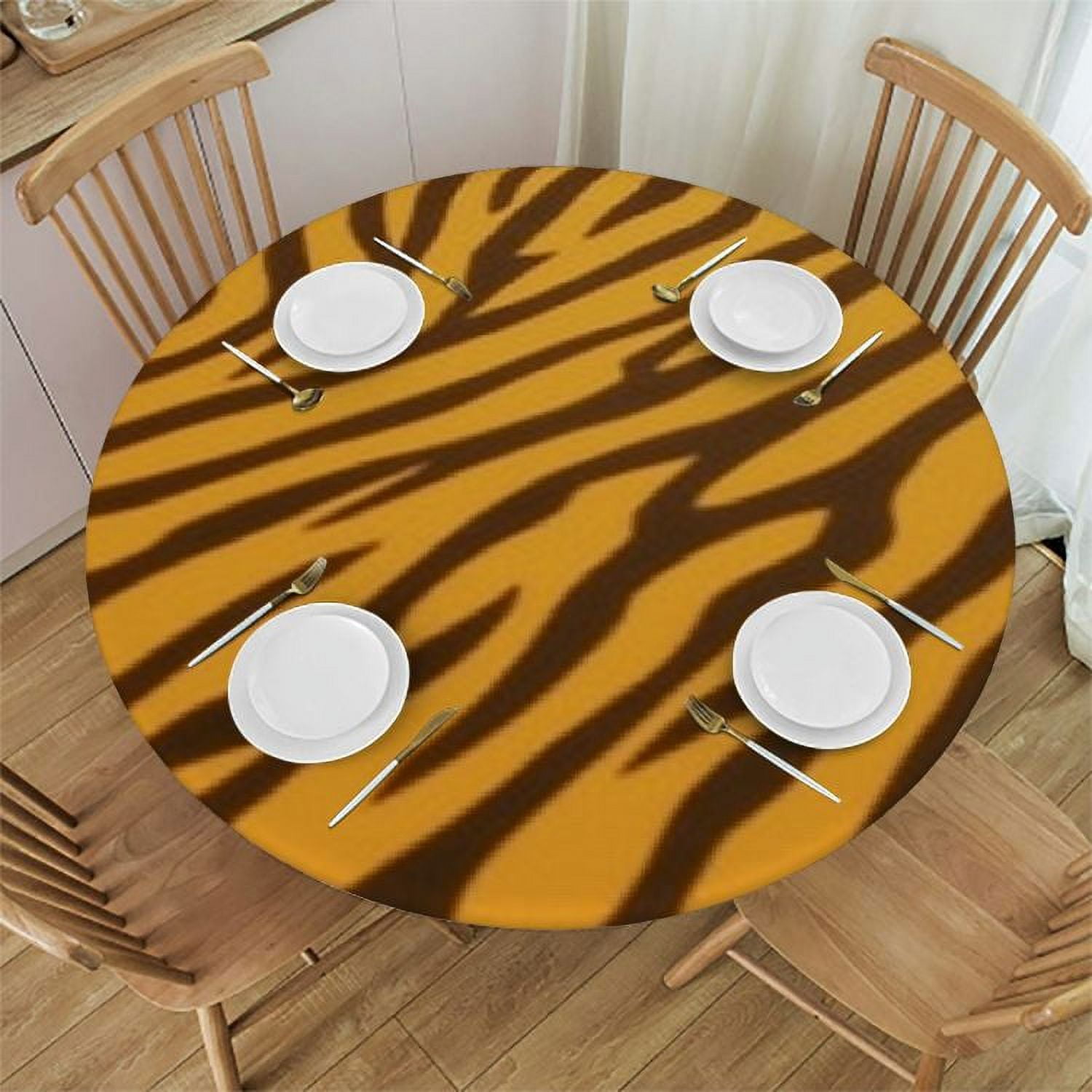 JEUXUS Tiger Round Tablecloth, Minimal Zoo Concept Artwork Animal ...