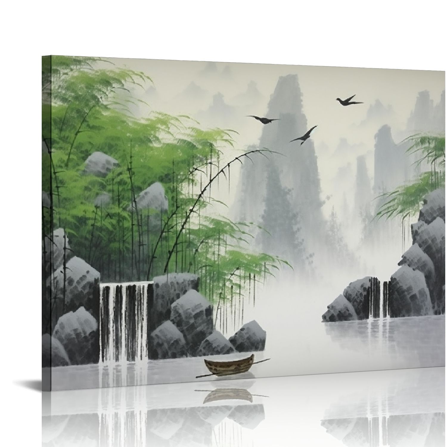 JEUXUS Traditional Chinese Painting Black and White Landscape Canvas ...