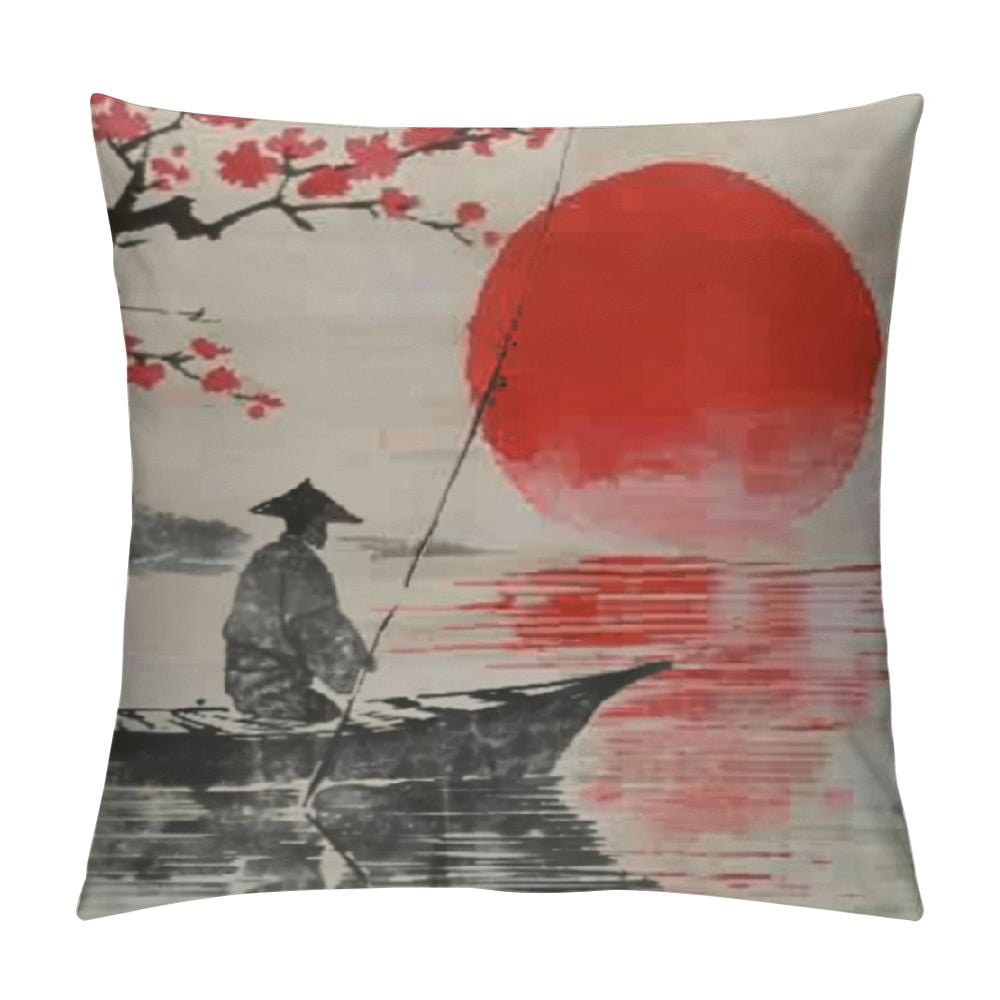 RUIYC Traditional Japanese Sun Satin Pillowcase Pillow Case for Hair ...