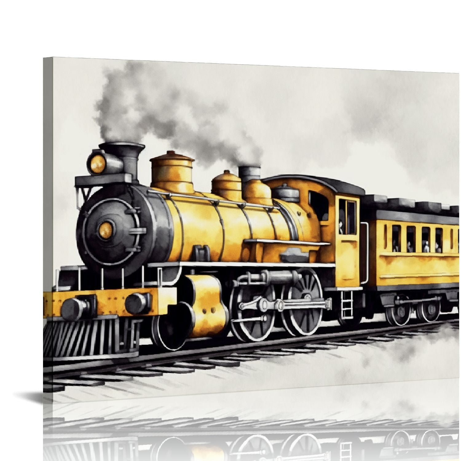 JEUXUS Train Print Watercolor Transportation Steam Locomotive Paintings ...