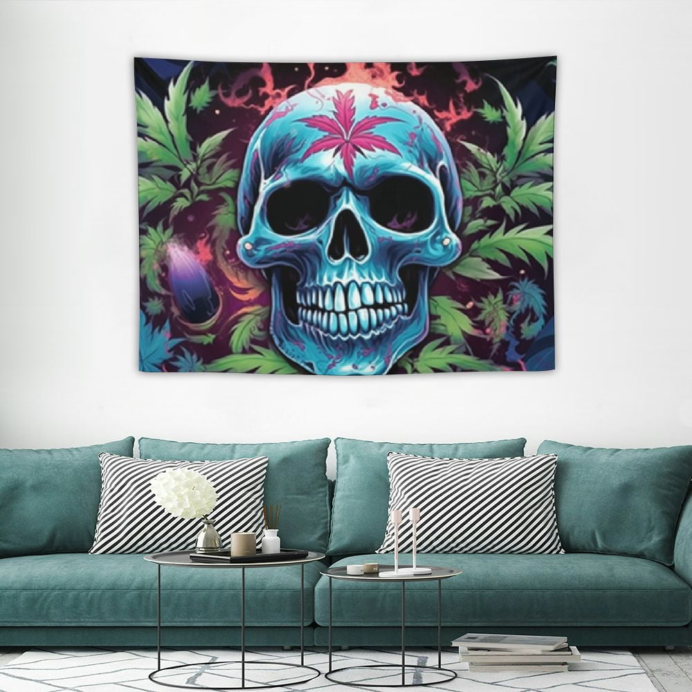 JEUXUS Trippy Weed Marijuana Tapestry Cool Alien Marijuana Leaf Wall ...