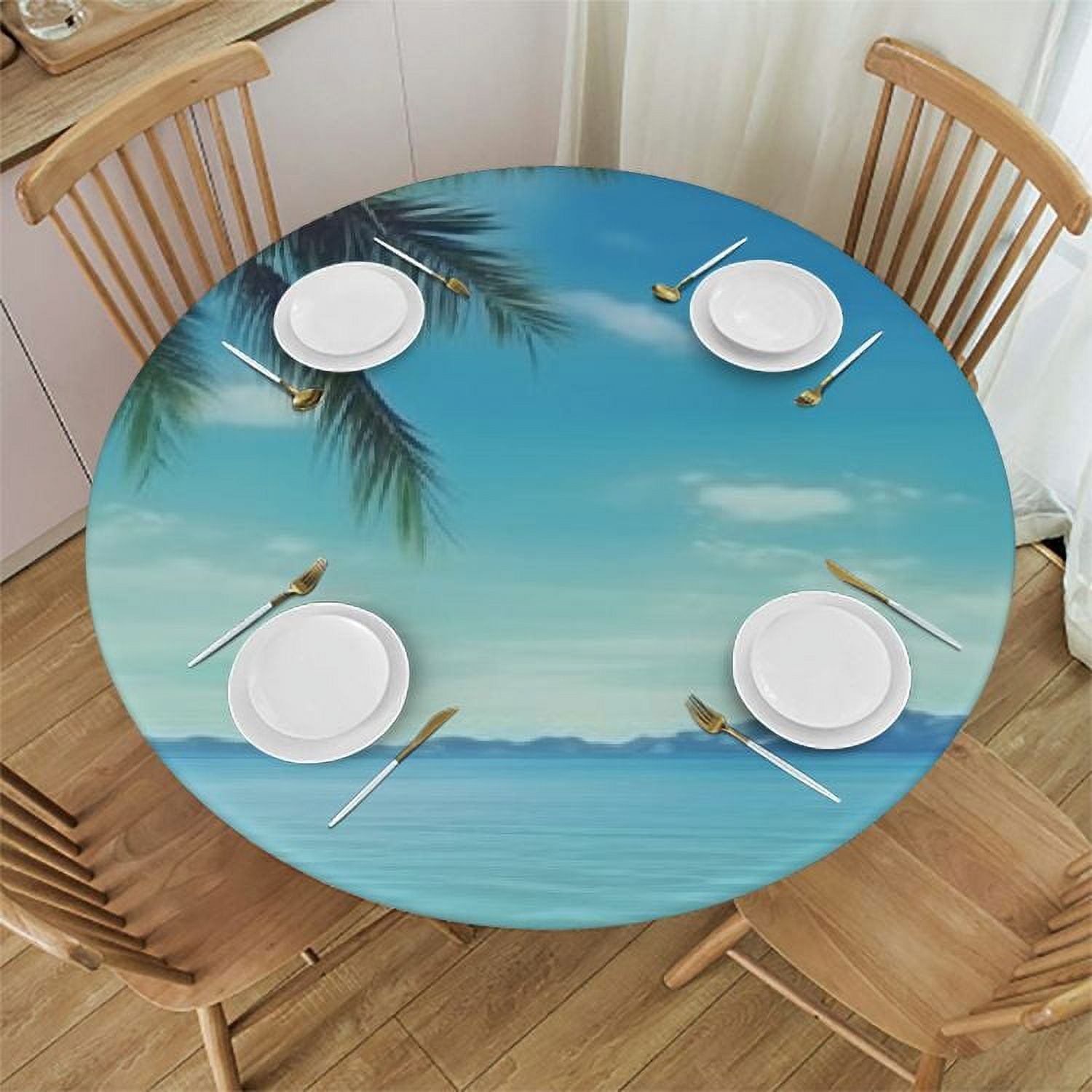 JEUXUS Tropical Beach Round Table cover,Indoor Kitchen Dinning Room ...