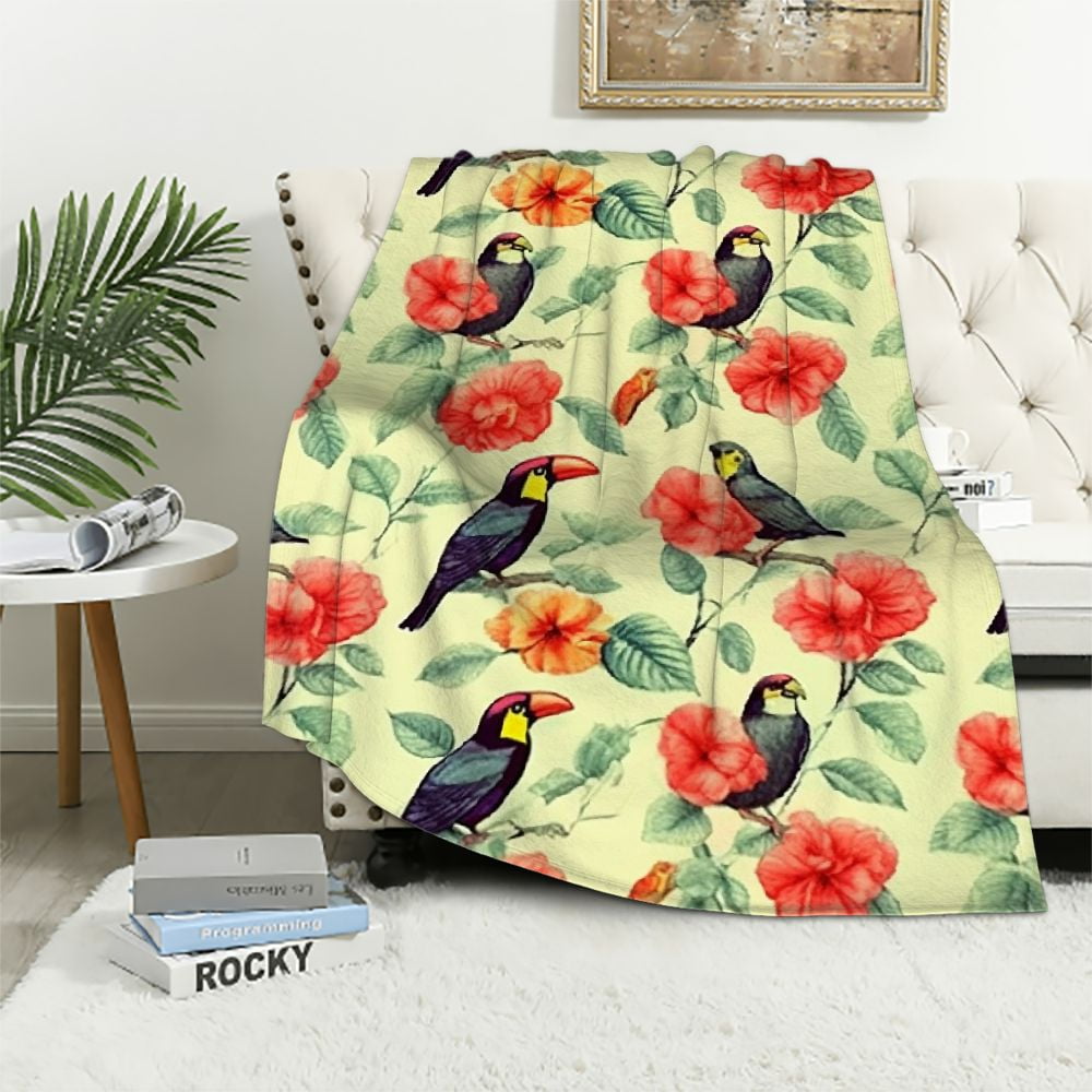 JEUXUS Tropical Birds Throw Blanket, Adorable Super-Soft Extra-Large ...