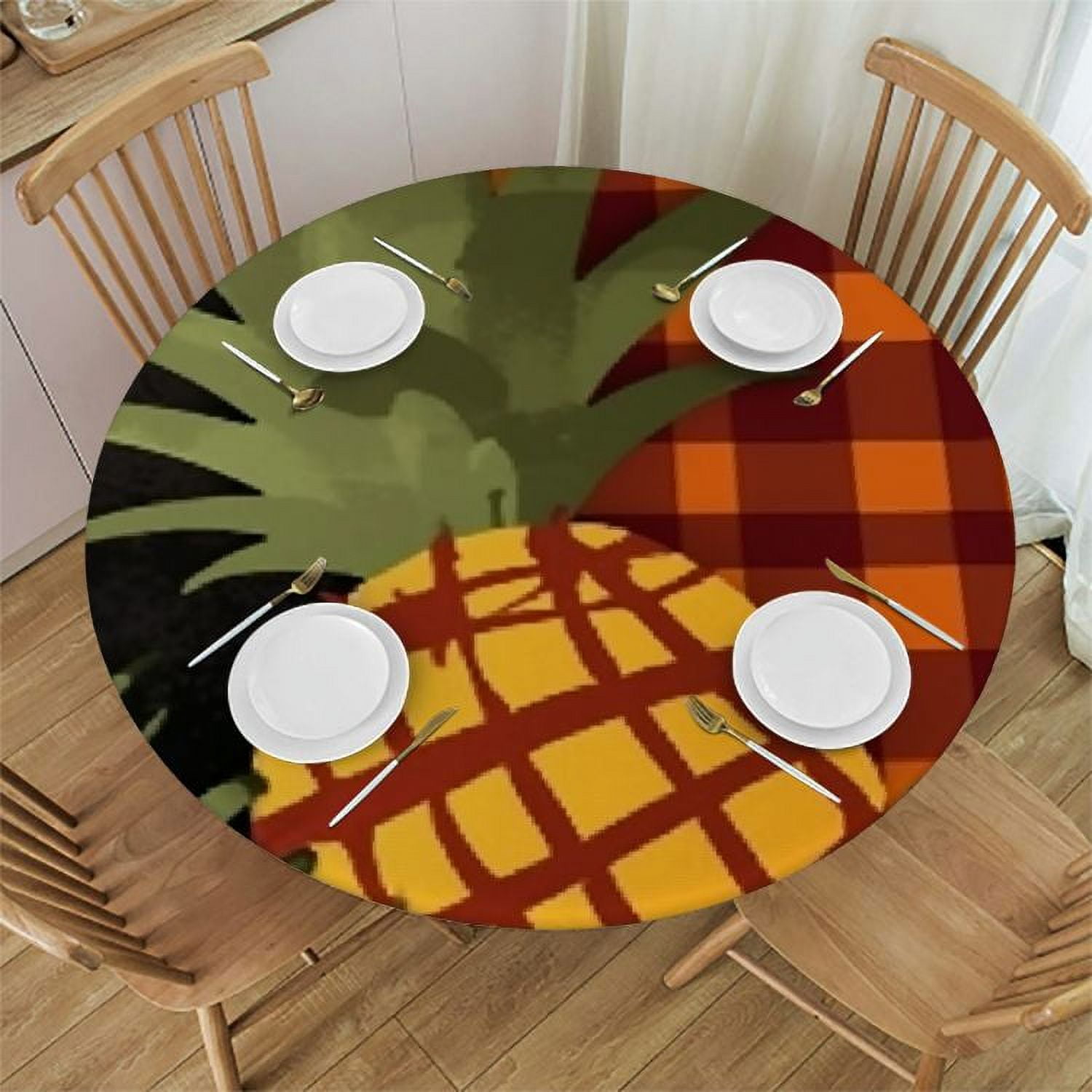 JEUXUS Tropical Pineapple Round Tablecloth ,Stain Resistance Polyester Table Cloth,Table Cover ...