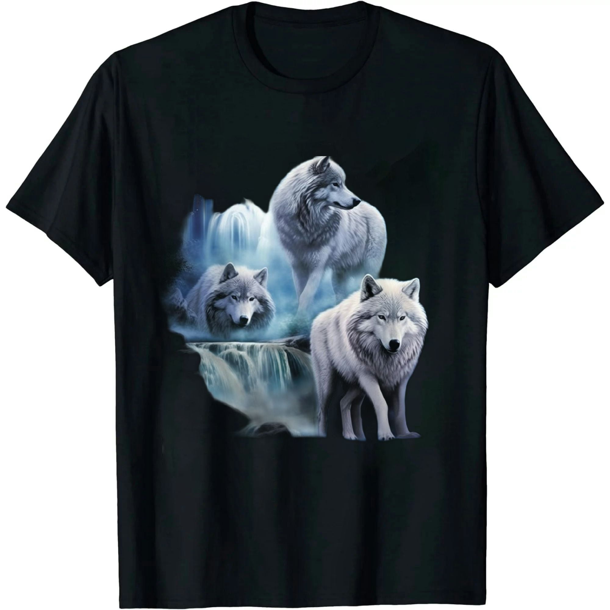 JEUXUS Tropical Wolves Wolf Howling At Moon T-Shirt - Walmart.com