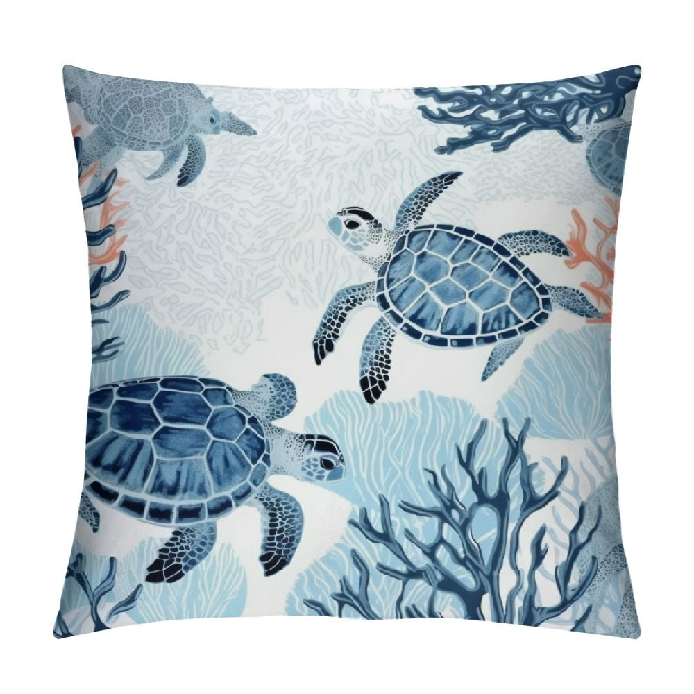 RUIYC Turtle Throw Pillow Cover, White Turtle Pillow Cover for Bedroom ...