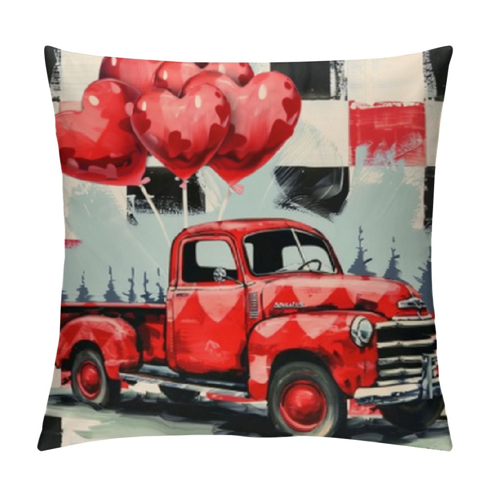 JEUXUS Valentines Day Pillow Covers Black and White Buffalo Plaid Check ...