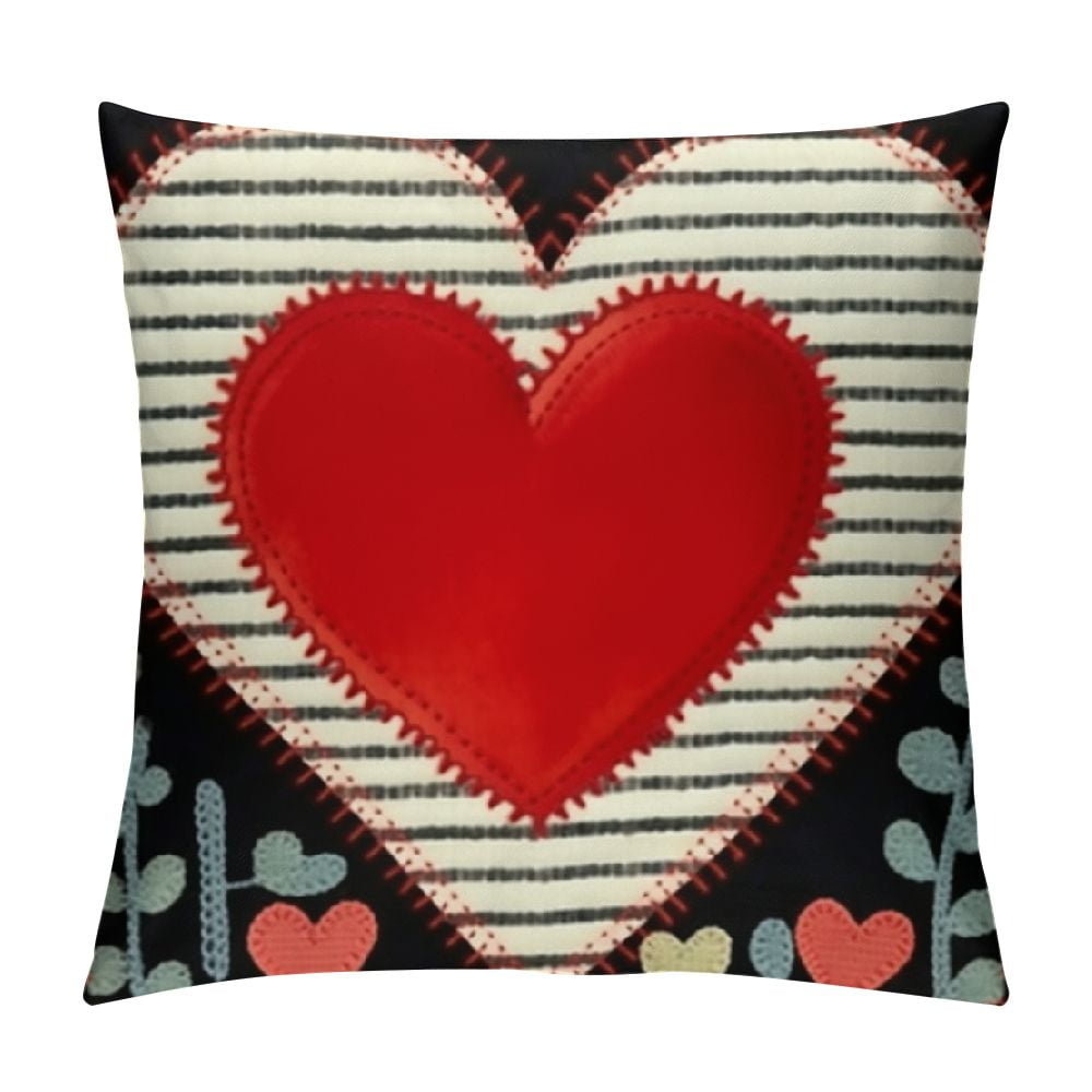 RUIYC Valentines Day Pillow Covers or Valentines Decor Red Black ...