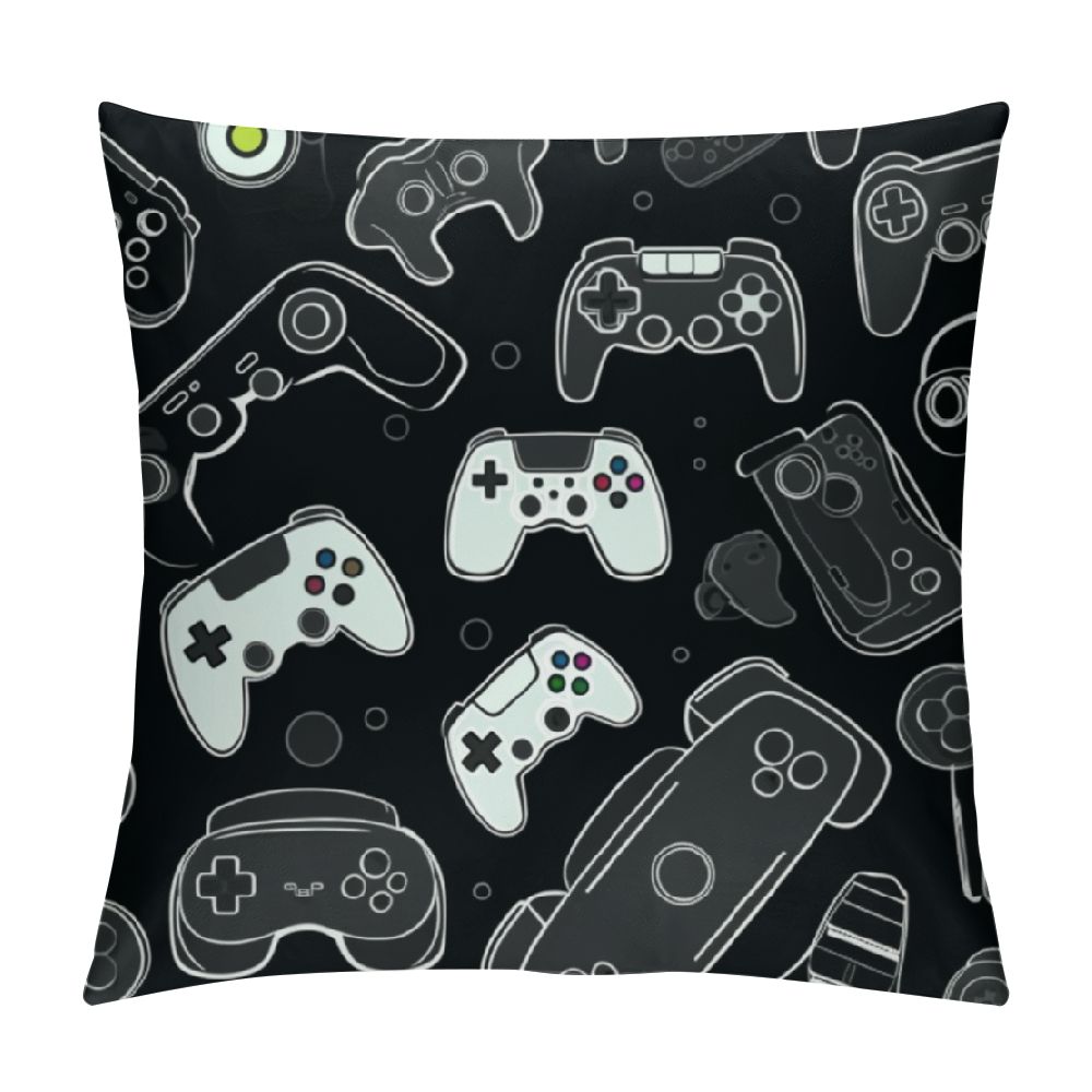 RUIYC Video Game Controller Background Throw Pillow Covers Gaming ...