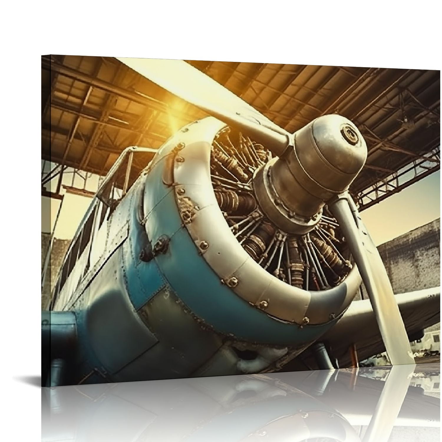JEUXUS Vintage Airplane Canvas Wall Art for Living Room, Aviation ...