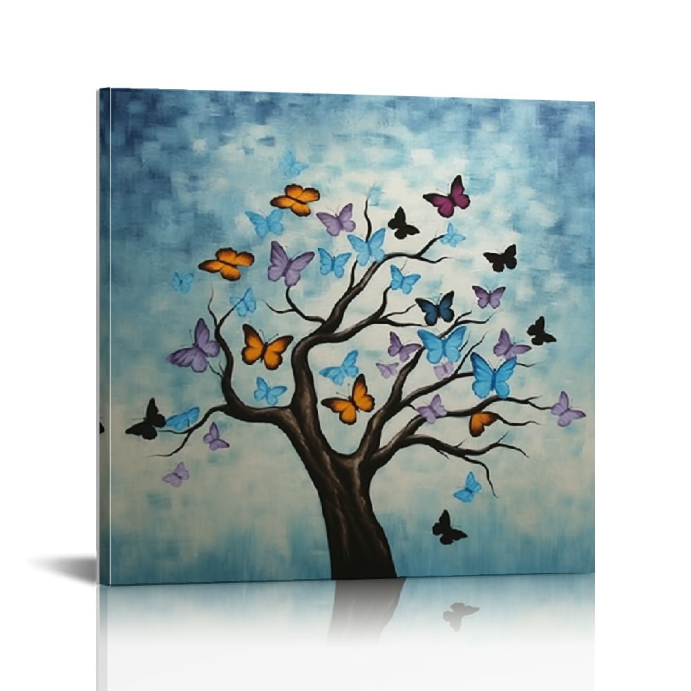 JEUXUS Vintage Butterfly Canvas Wall Decor Prints Retro Inset Artwork ...