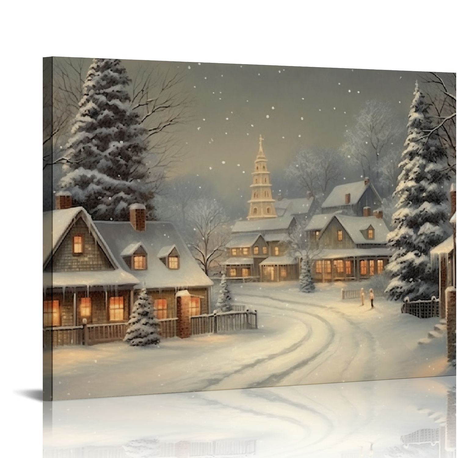 JEUXUS Vintage Christmas Wall Art Retro 18th Century Rustic Nature Landscape Canvas Posters ...