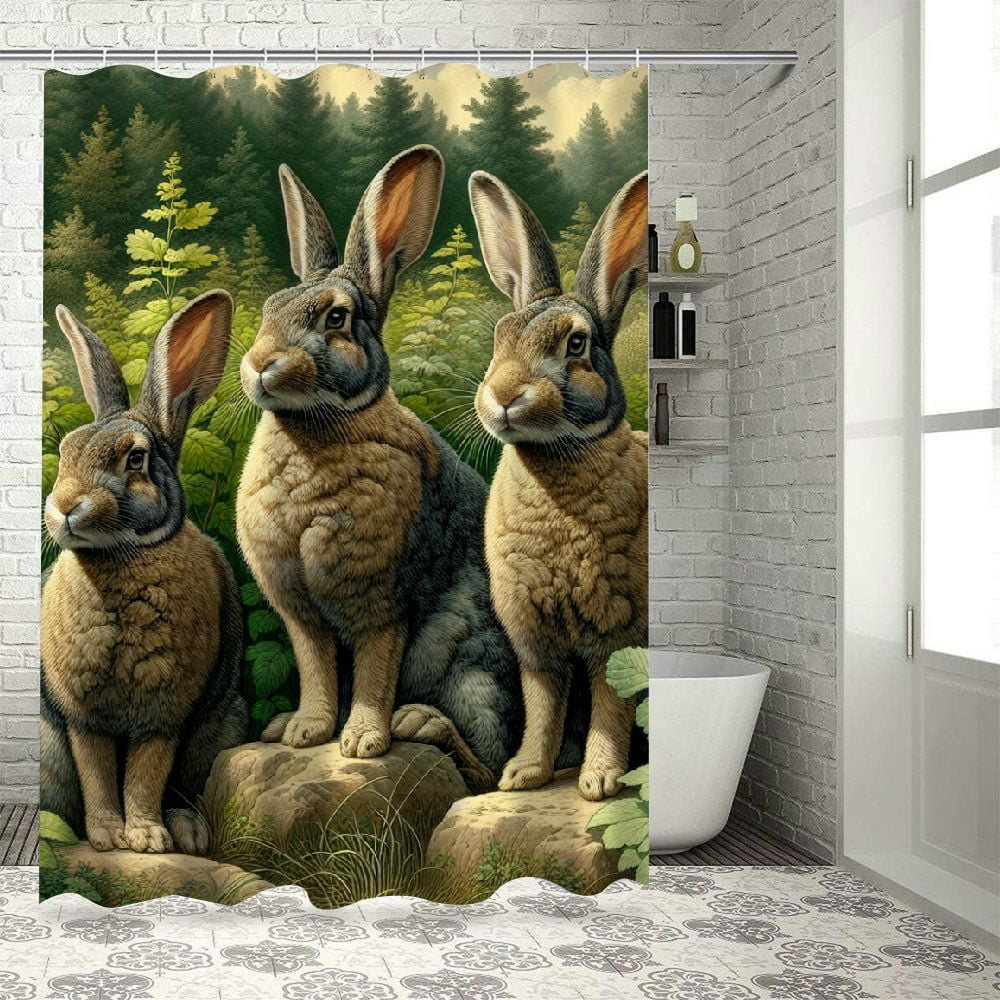 JEUXUS Vintage Easter Bunnies Cave Rabbits Plant Grass Landscaped ...