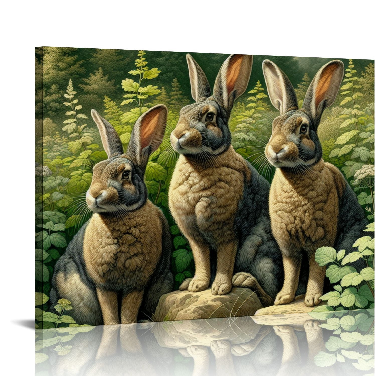 JEUXUS Vintage Easter wall Hang Artworks Bunnies Cave Wood Framed Wall ...