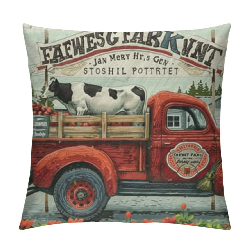 RUIYC Vintage Farmhouse Animal Pillow Covers Set of 4 Retro Farmer's ...