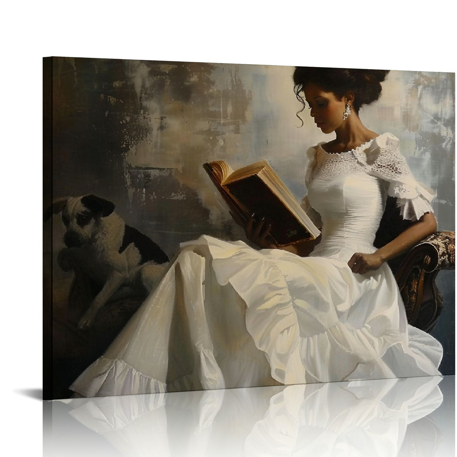 JEUXUS Vintage Female Portrait Reading A Book Poster, Famous Canvas ...