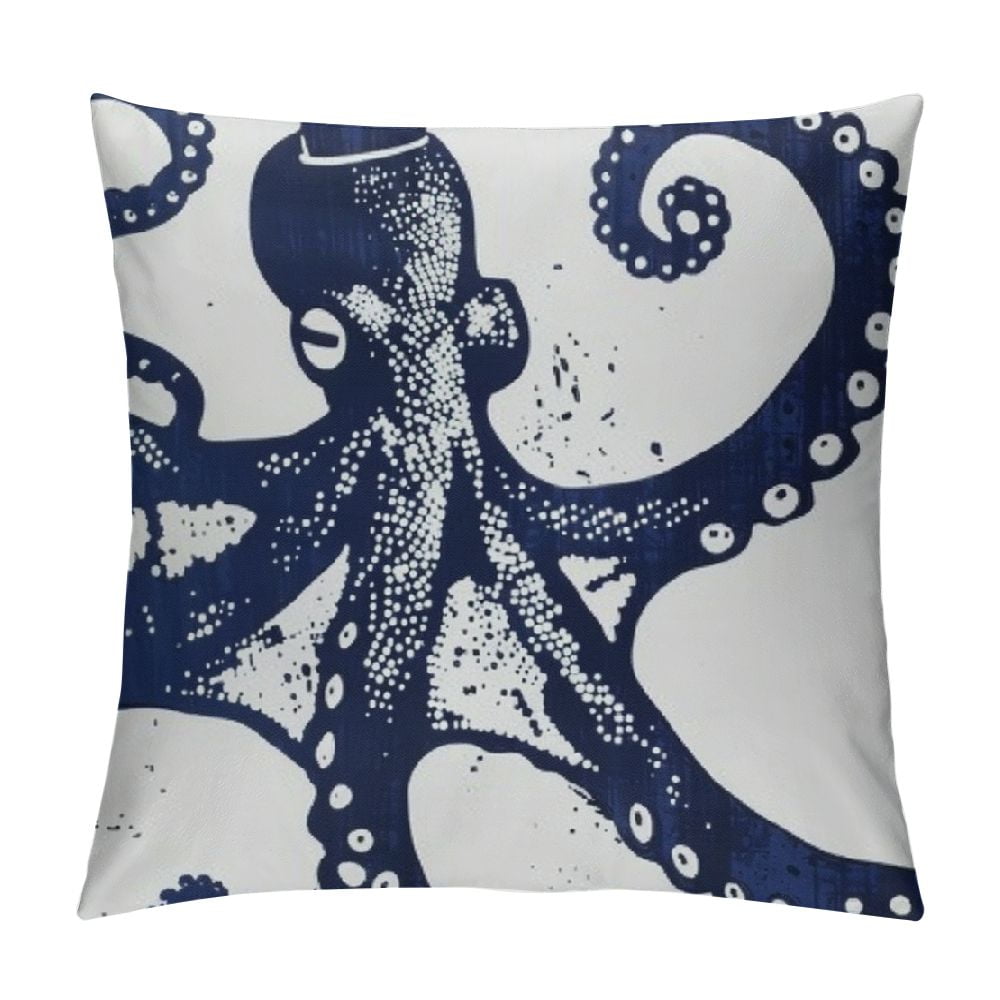 JEUXUS Vintage Marine Octopus Squid Sea Animals Decorative Throw Pillow ...