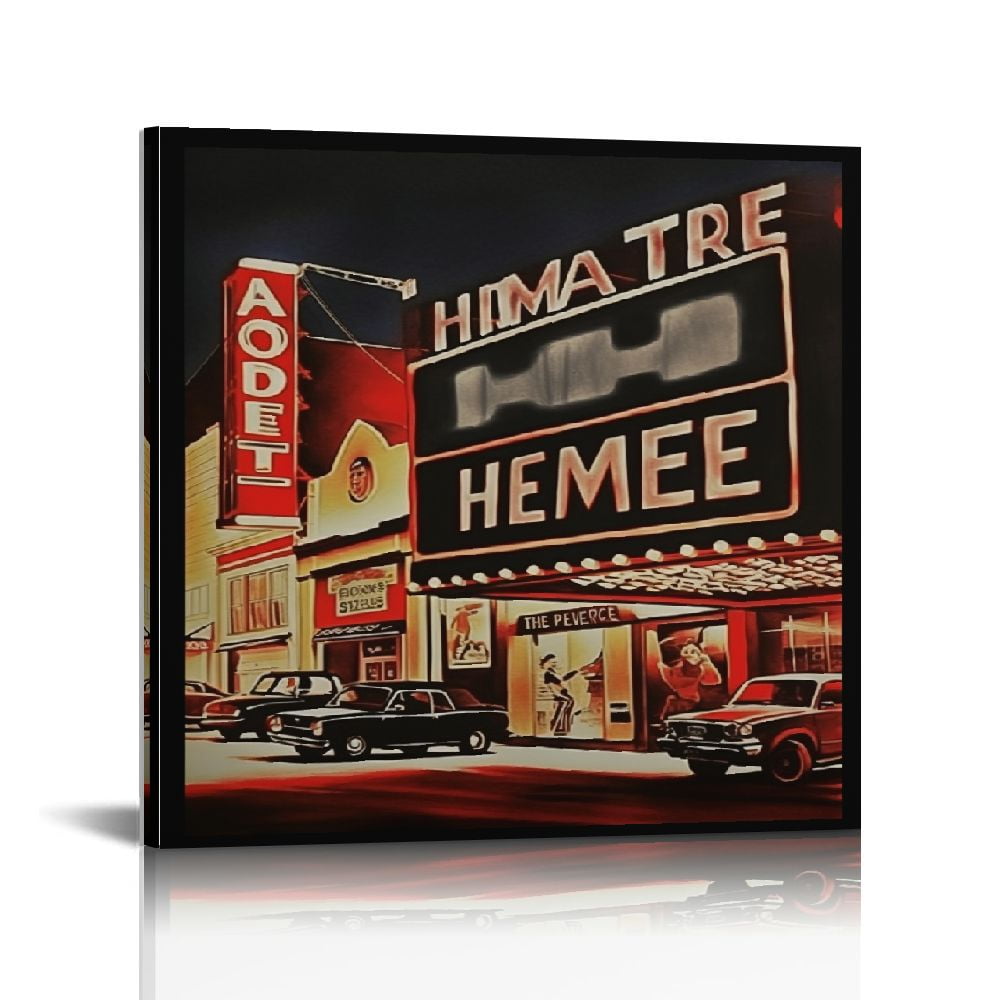 JEUXUS Vintage Movie Theater Canvas Wall Art Retro Filming Equipment ...