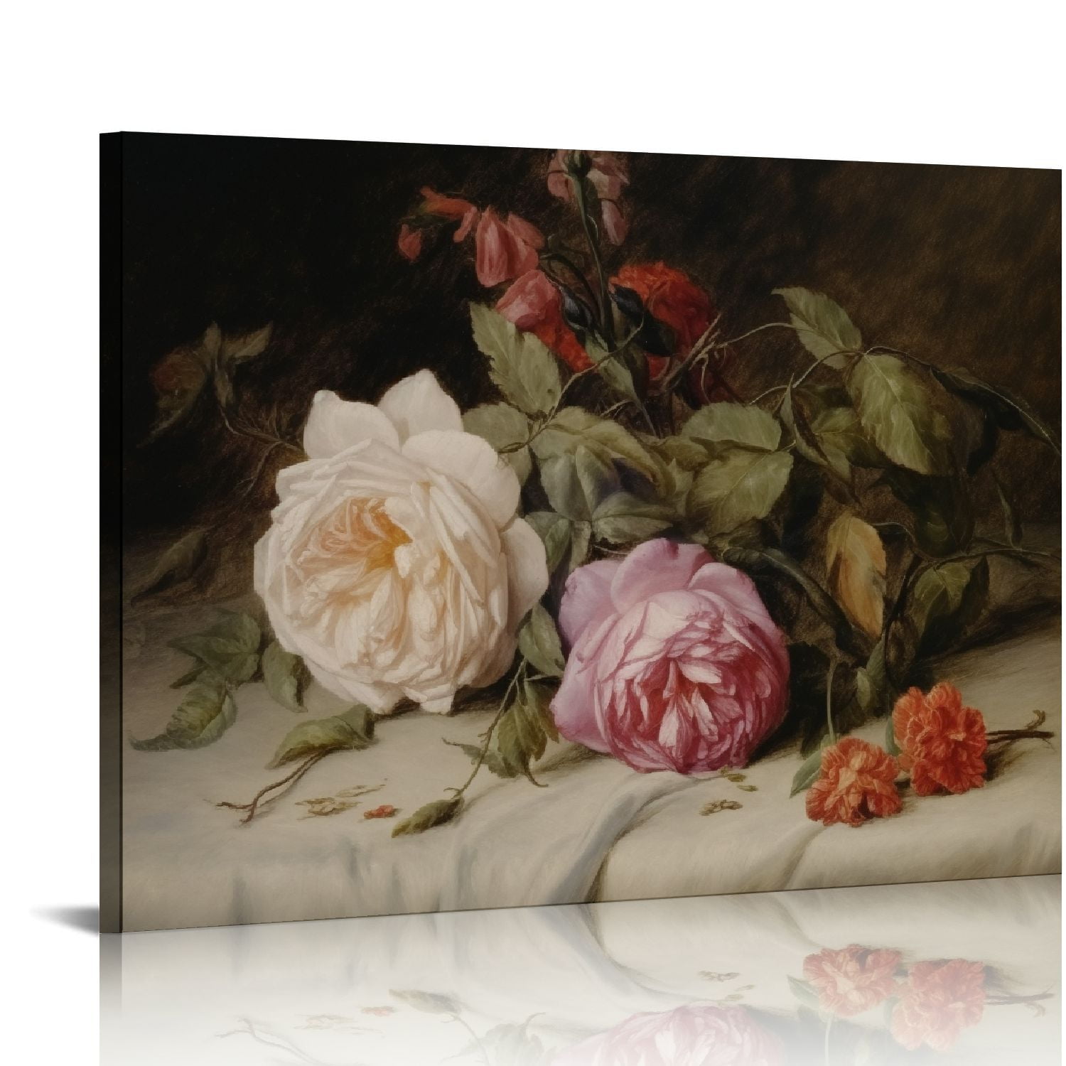 JEUXUS Vintage Pink Rose Rustic Farmhouse Wall Art Decor - Rolled ...