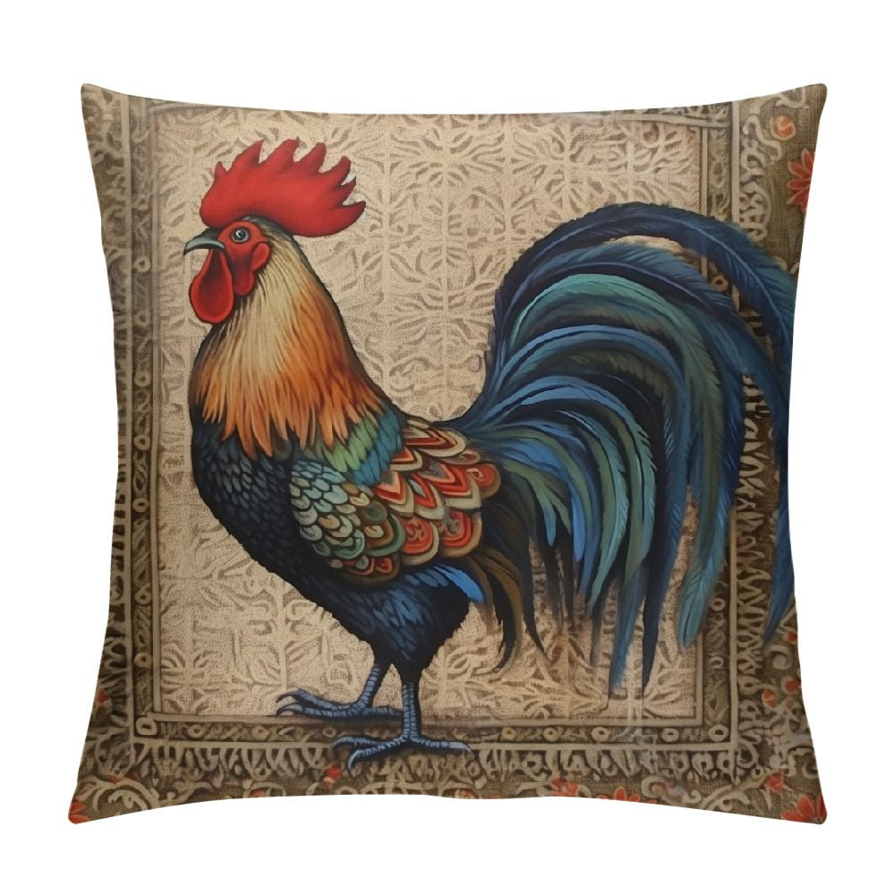 JEUXUS Vintage Rooster Farmhouse Style Throw Pillow Case, , Farmhouse ...